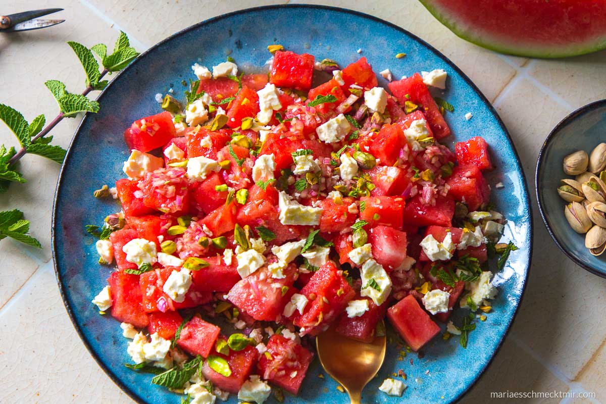 Wassermelonen-Feta-Salat – das beste Rezept mit Minze